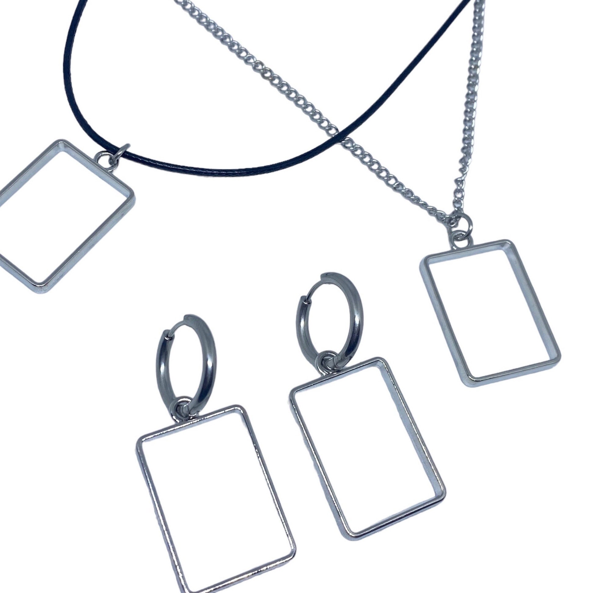 THE 1975 BOX JEWELLERY, Box Necklace and Hoop Earrings, Rectangular ...