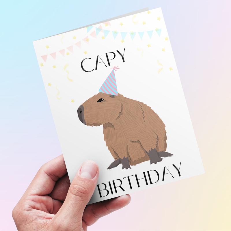 Capybara Printable Birthday Card - Etsy