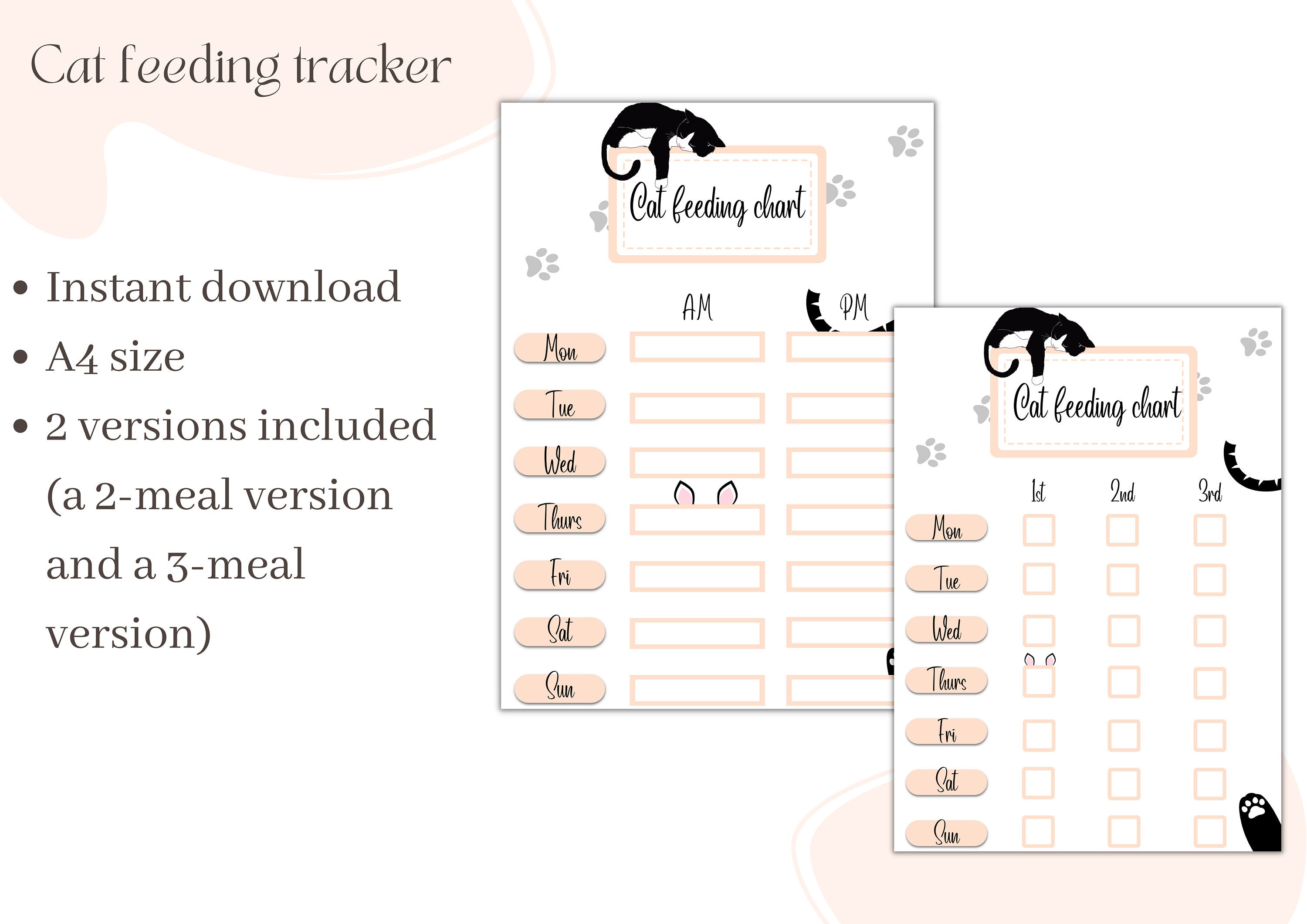 Printable Cat Feeding Chart - Etsy