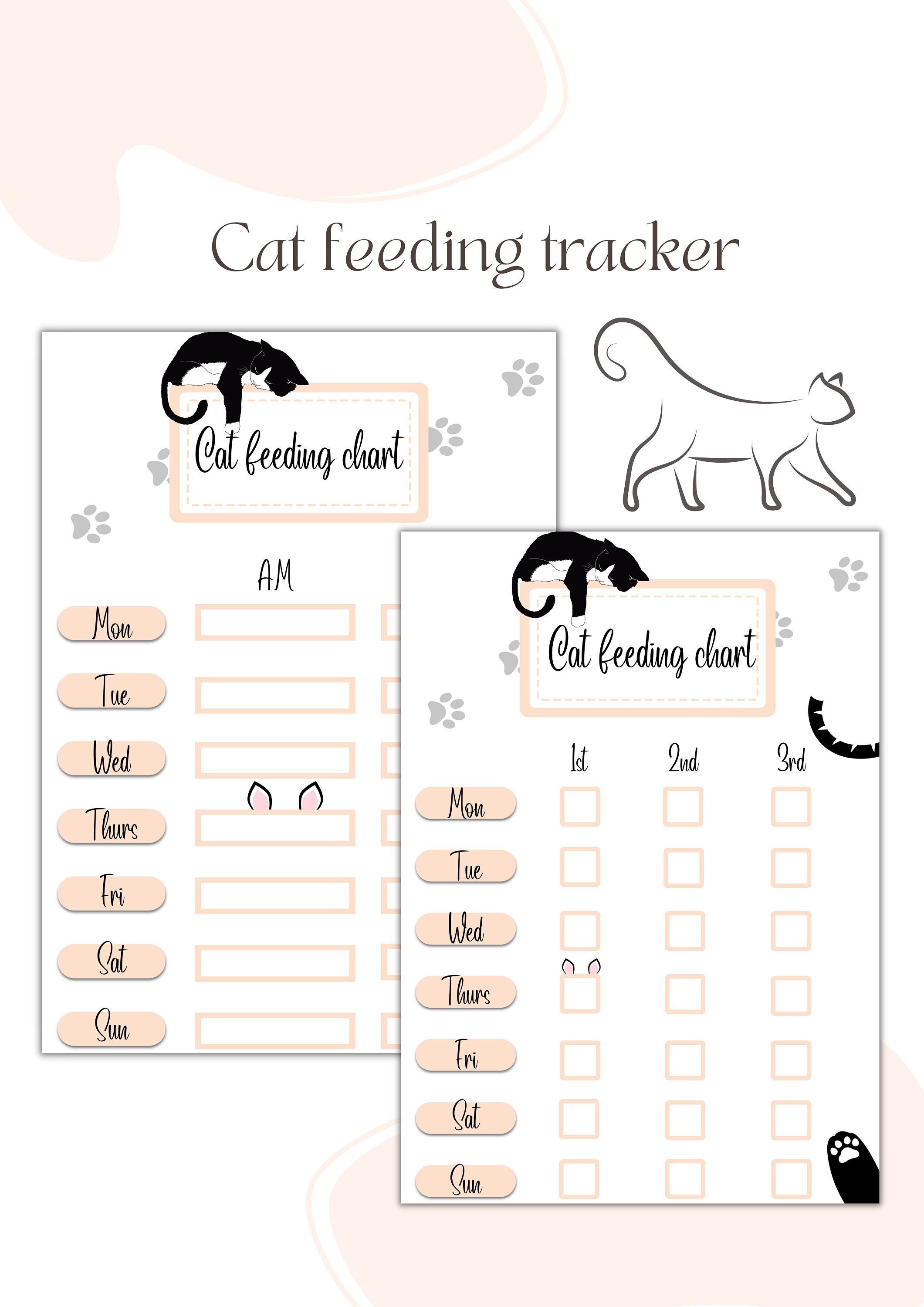 Printable Cat Feeding Chart - Etsy Printable Cat Feeding Chart - Etsy