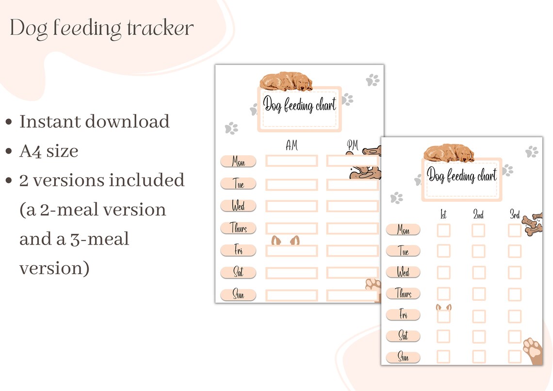 Printable Dog Feeding Chart - Etsy