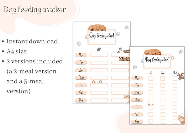 Printable Dog Feeding Chart - Etsy