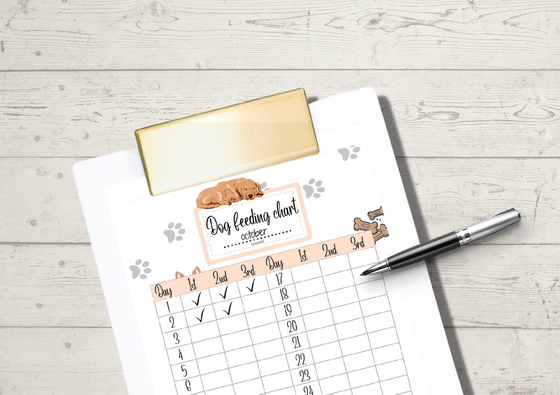 Dog Feeding Tracker | Printable Feeding Chart (monthly) - Etsy