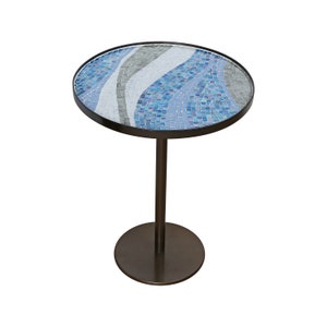 Handmade Blue Glass Mosaic Unique Round Table for Living Room Decor ...