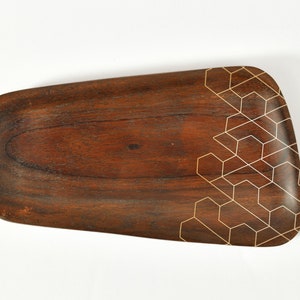 Wooden Serving Platter With Brass Inlay, Serving Tray Wooden, Gift for ...