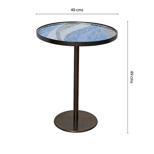 Handmade Blue Glass Mosaic Unique Round Table for Living Room Decor ...