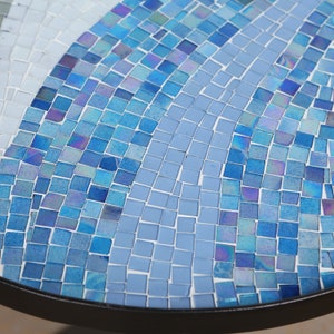 Handmade Blue Glass Mosaic Unique Round Table for Living Room Decor ...