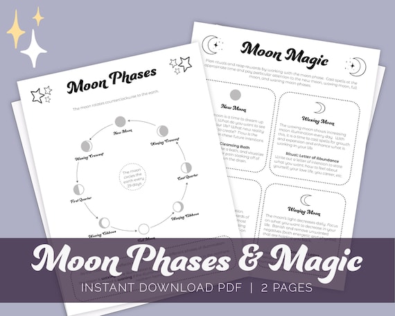 Moon Phases & Magic Moon Phases Printable Pages Lunar | Etsy