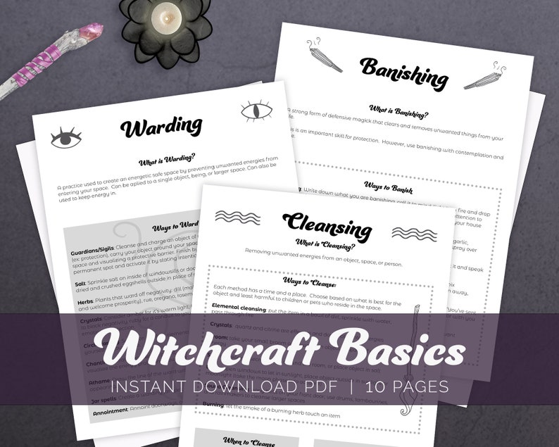 Witchcraft Basics Printable Pages, 10 Pages, Witchcraft Bundle, Grimoire Printables, Book of ...