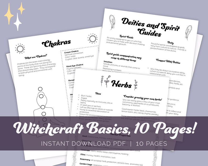 Witchcraft Basics Printable Pages, 10 Pages, Witchcraft Bundle, Grimoire Printables, Book of ...