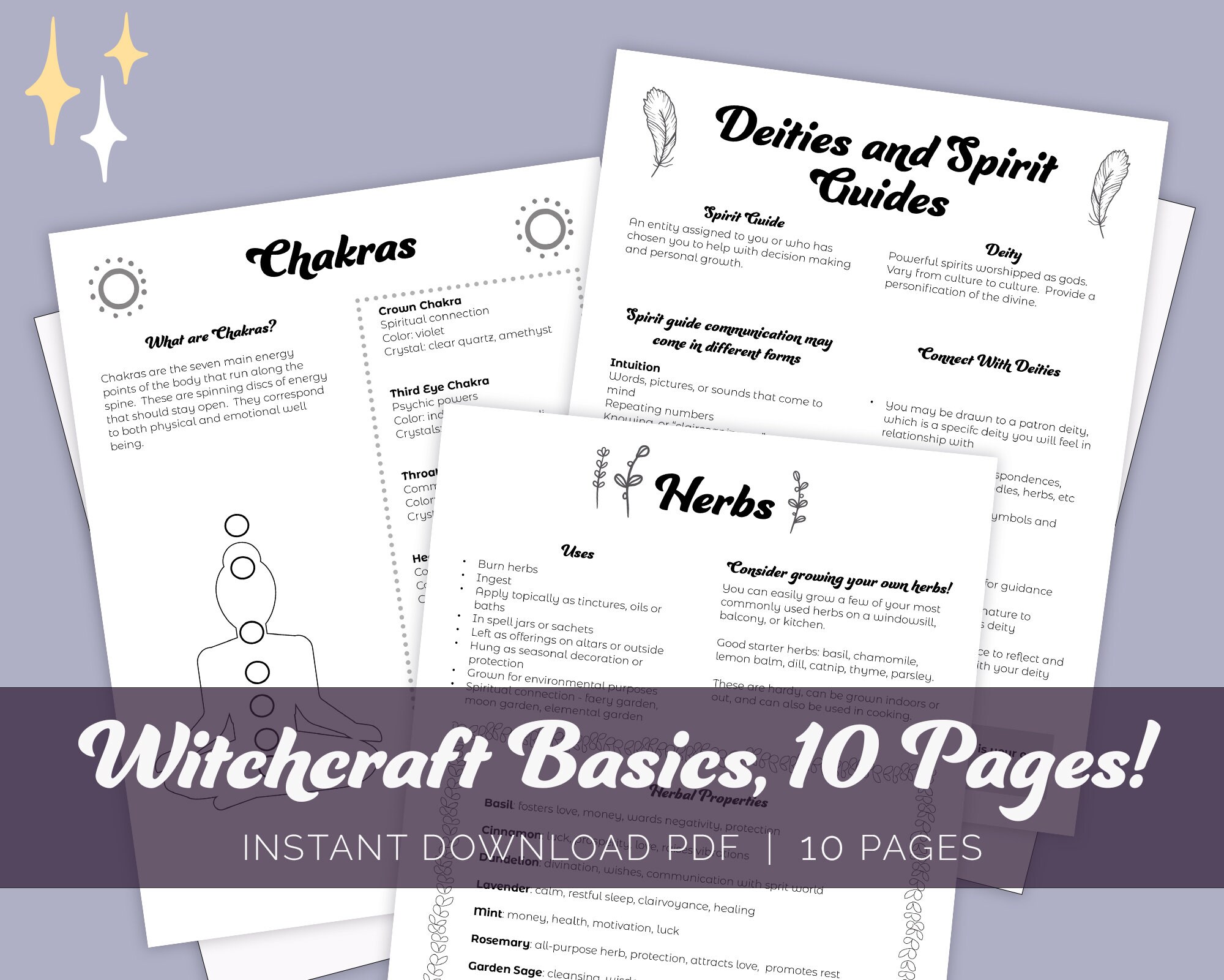 Witchcraft Basics Printable Pages, 10 Pages, Witchcraft Bundle ...
