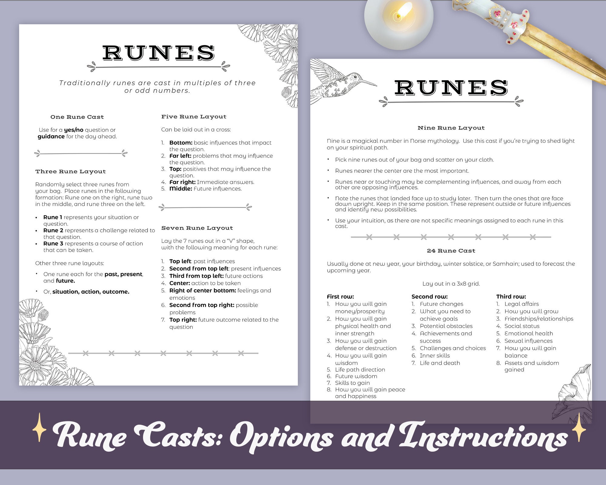 Runes Witchcraft Bundle, Printable Rune Meanings, Rune PDF, Grimoire ...
