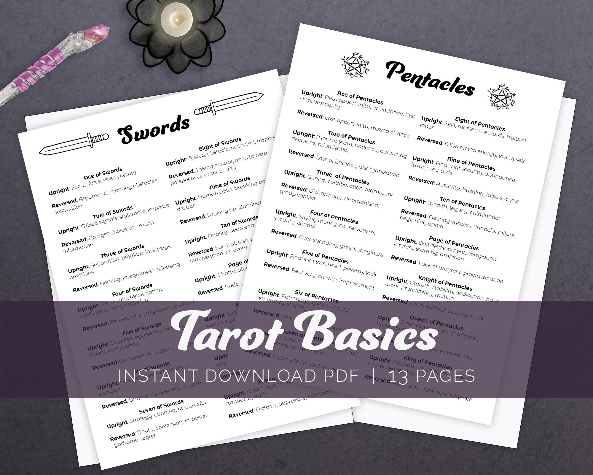 Tarot Basics, Tarot Printable Page, Tarot Cheat Sheet, Witchcraft ...