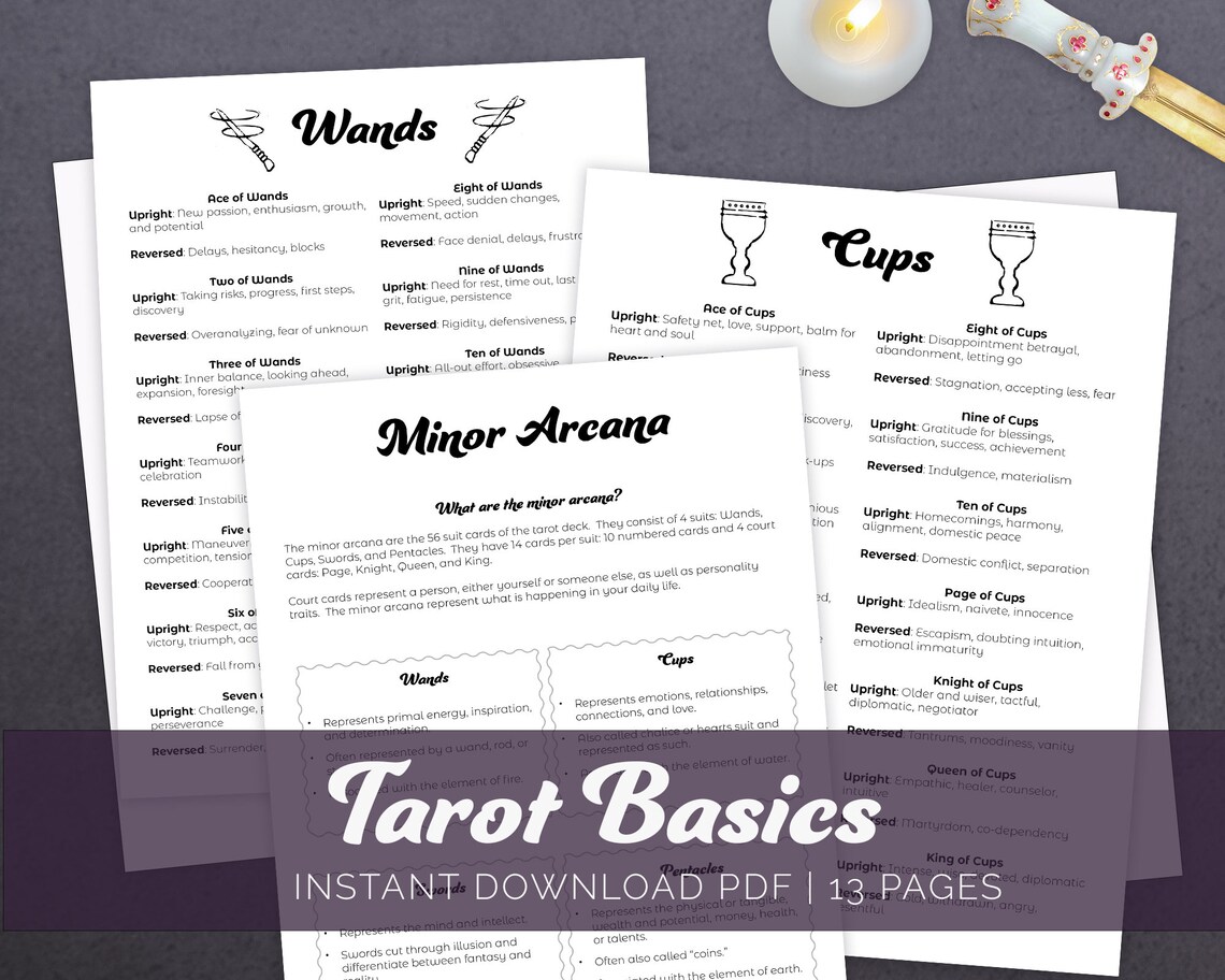 Tarot Basics, Tarot Printable Page, Tarot Cheat Sheet, Witchcraft ...