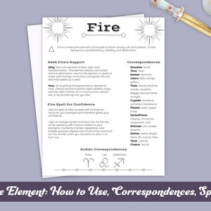 The Four Elements Bundle, Four Elements Printable Pages, Elements Cheat ...