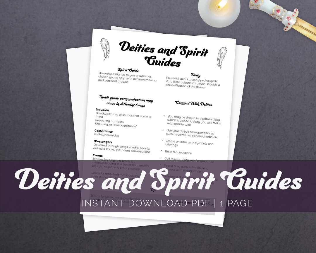 Deities and Spirit Guides Printable Page, Witchcraft Basics, Grimoire ...