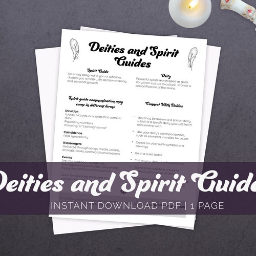 Deities and Spirit Guides Printable Page Witchcraft Basics - Etsy