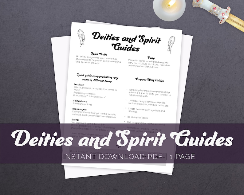 Deities and Spirit Guides Printable Page, Witchcraft Basics, Grimoire ...