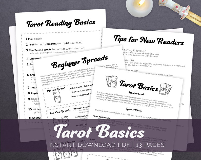 Tarot Basics, Tarot Printable Page, Tarot Cheat Sheet, Witchcraft Printable, Witch Beginner ...
