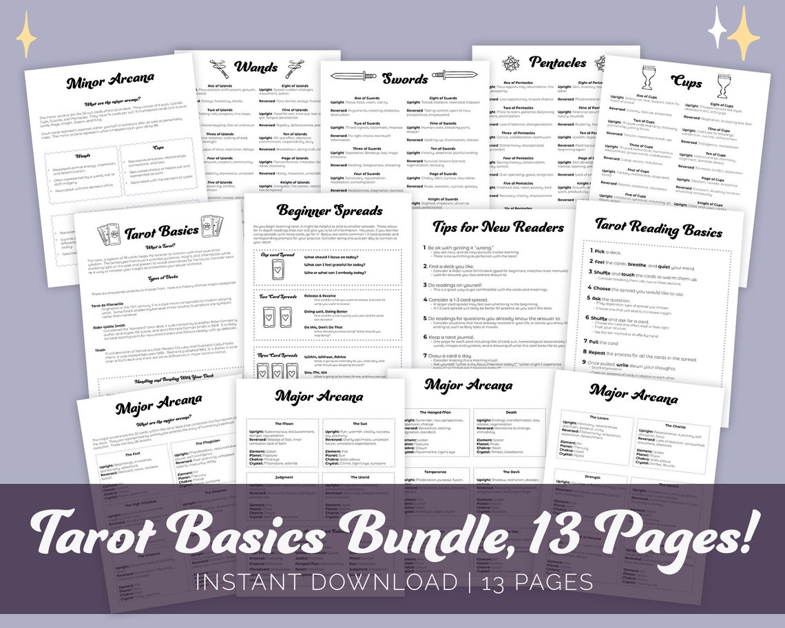 Tarot Basics, Tarot Printable Page, Tarot Cheat Sheet, Witchcraft ...