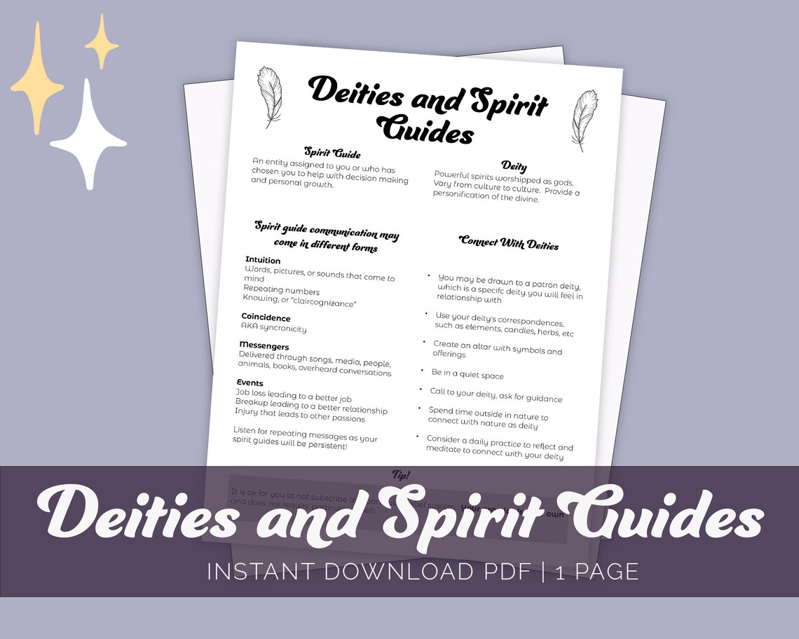 Deities and Spirit Guides Printable Page, Witchcraft Basics, Grimoire ...