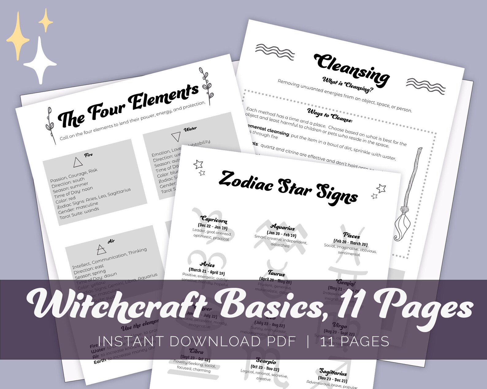 Witchcraft Basics Printable Pages, 11 Pages, Witchcraft Bundle ...
