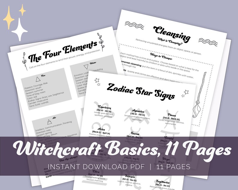 Witchcraft Basics Printable Pages, 11 Pages, Witchcraft Bundle ...