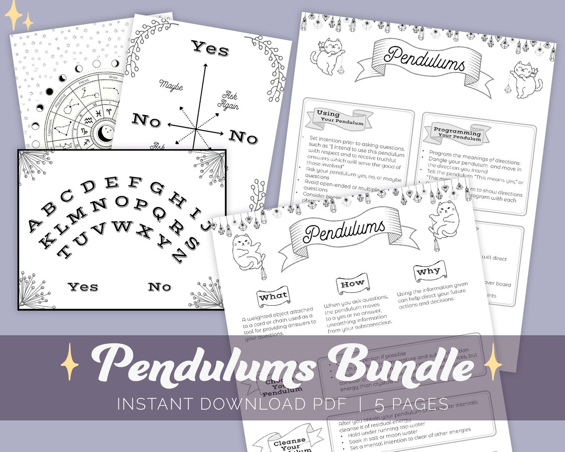Pendulums Bundle, Pendulum Printable Pages, How to Use Pendulums ...