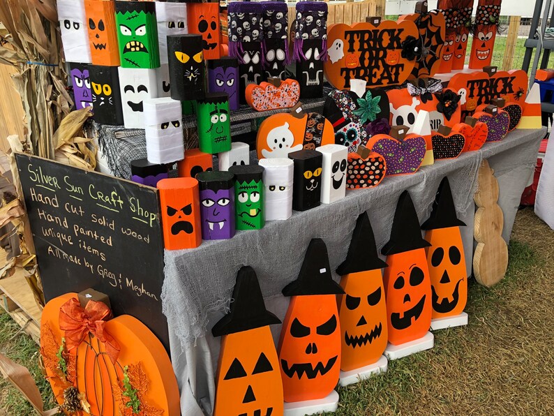 Halloween Wood Block Characters - Etsy