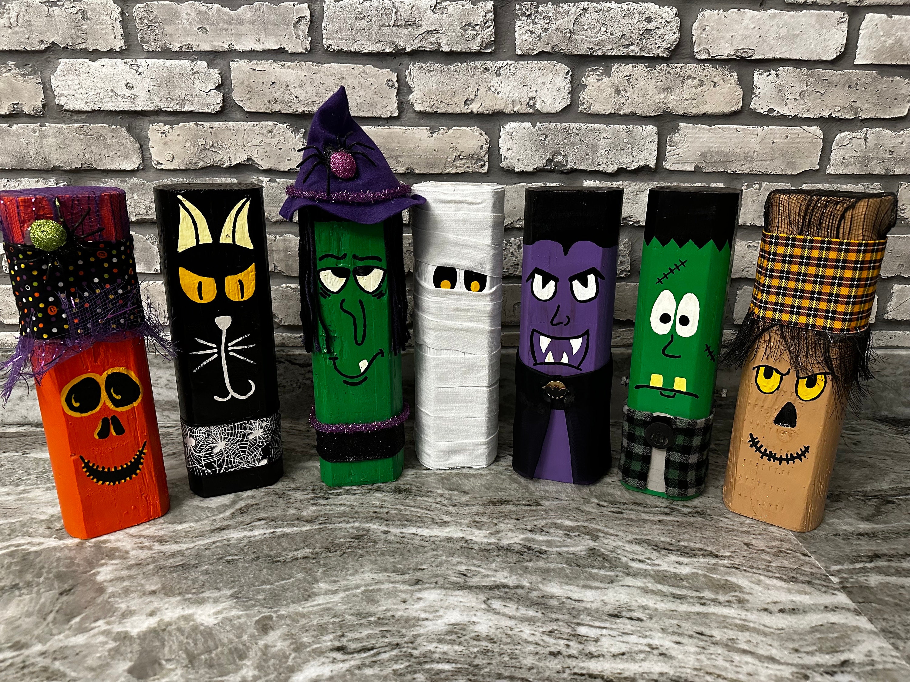 LARGE Halloween Solid Wood Block Characters - Etsy
