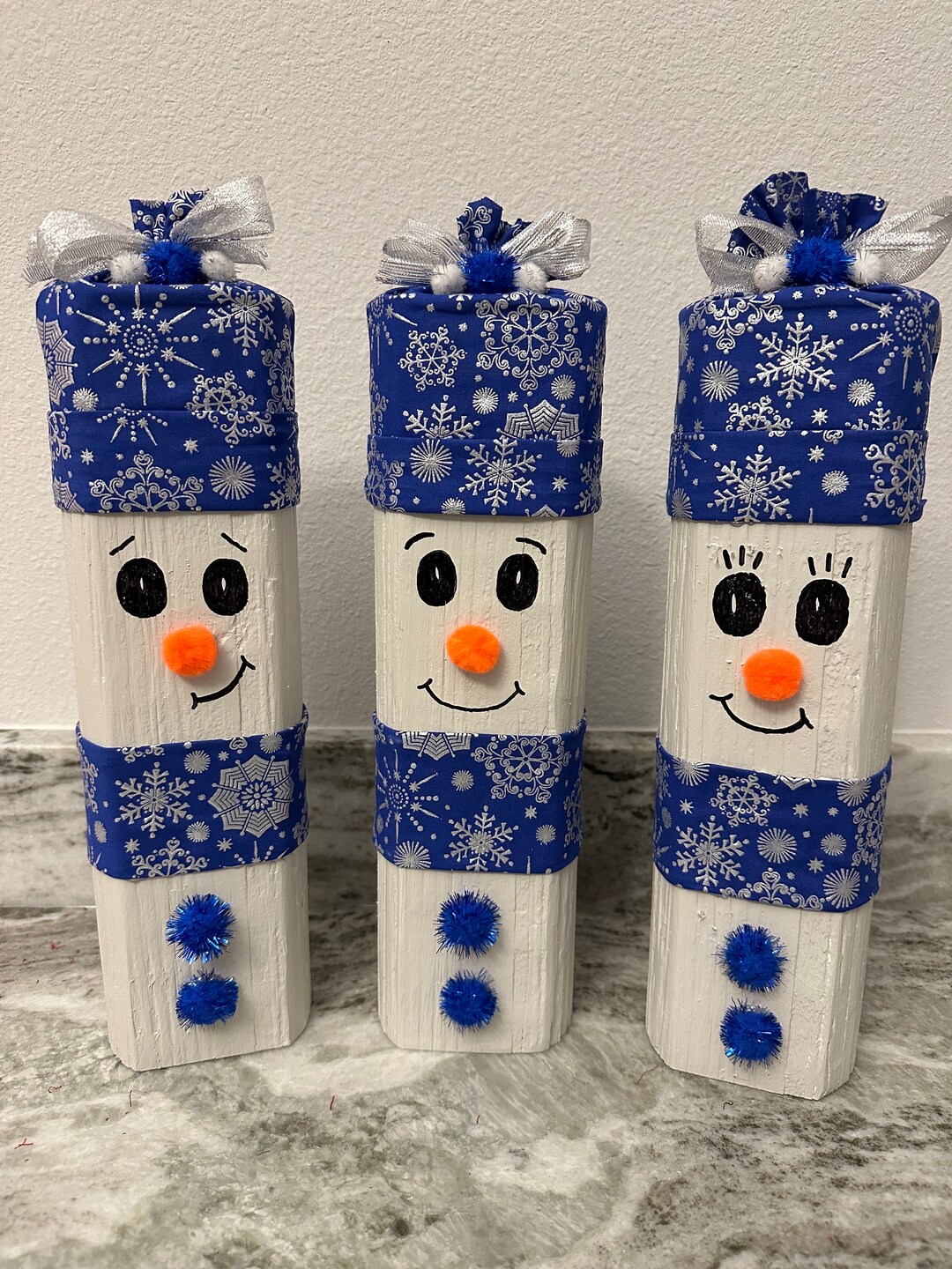 Snowman Set for Christmas, Snowflake Theme, Solid Wood Repurposed Fence ...
