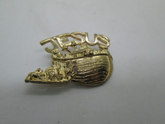 Vintage Jesus brooch, Christian jewelry, rhinestone J… - Gem