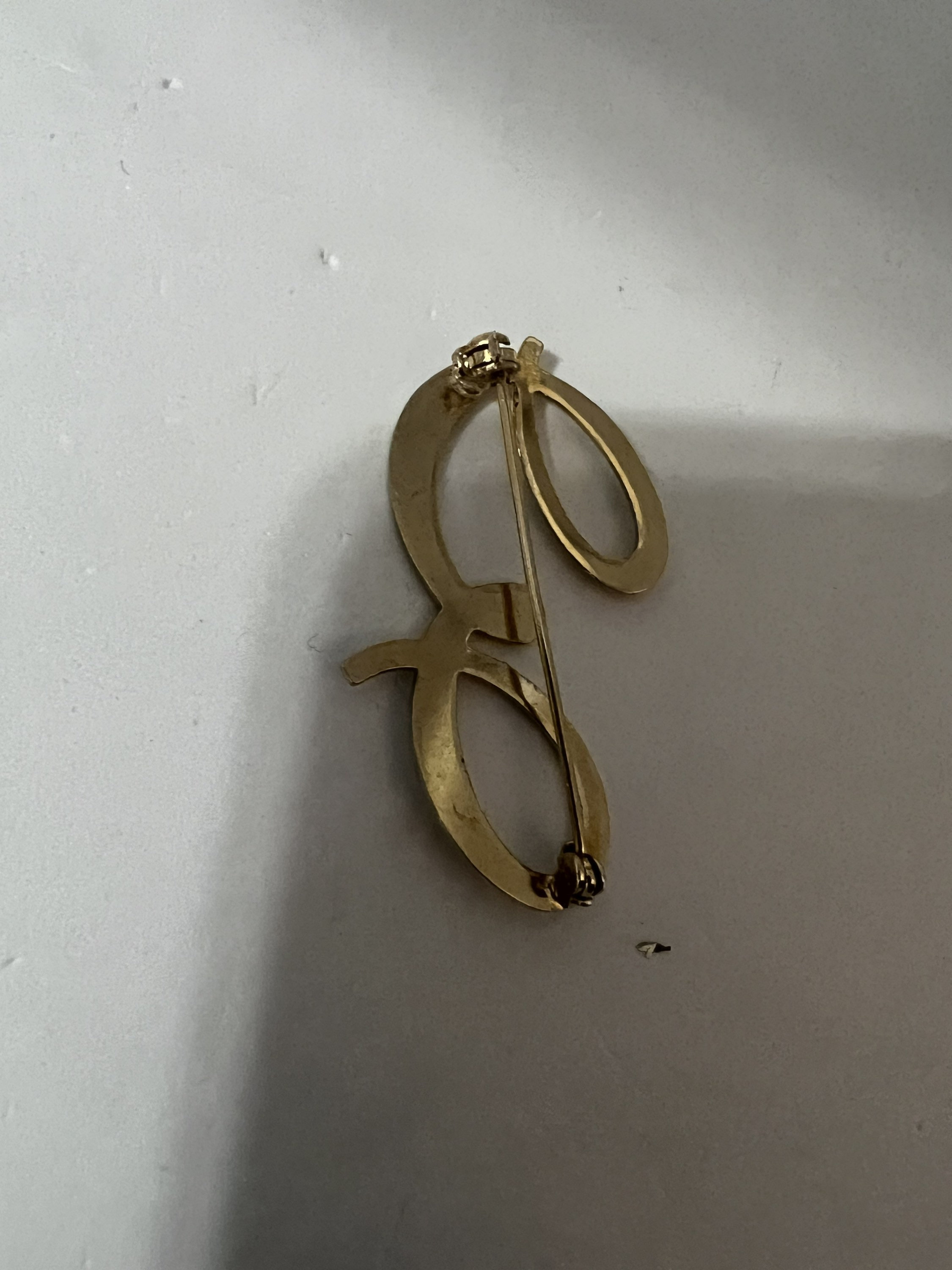 Vintage Gold Toned Cursive E Brooch - Etsy