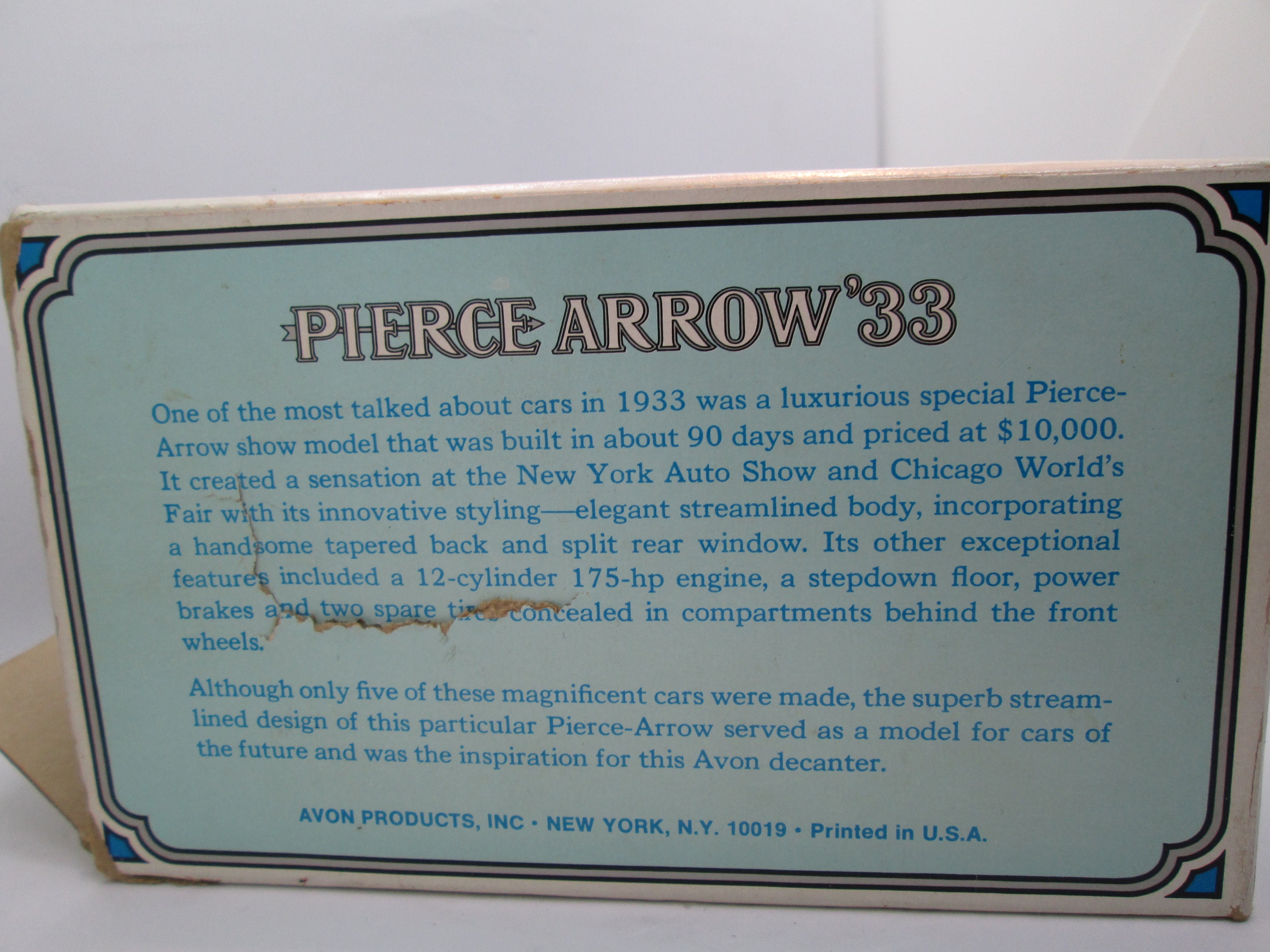 Vintage Avon Pierce Arrow '33 Deep Woods After Shave Empty Bottle ...