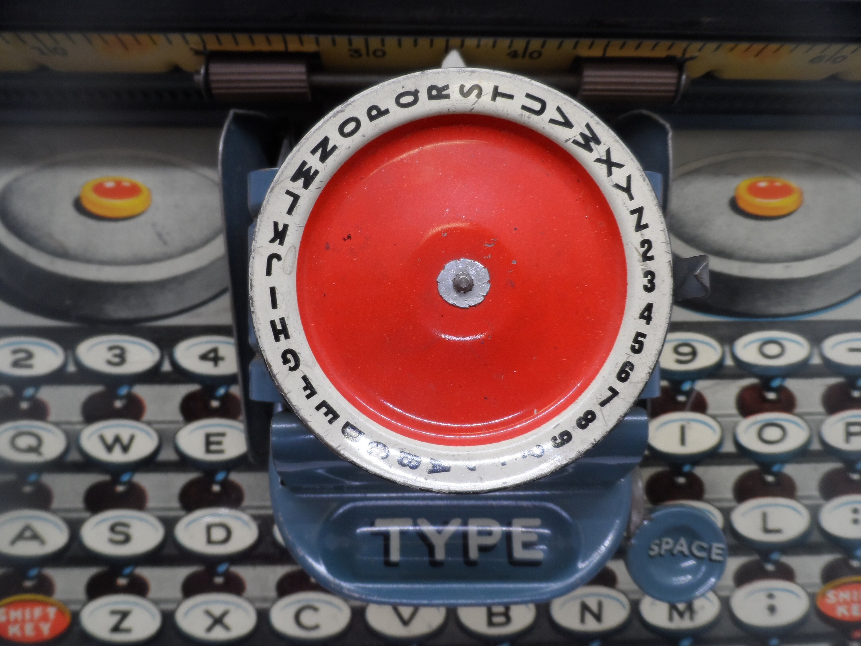 Vintage UNIQUE Tin Litho Toy Dial Typewriter "dependable" Uneek Artie ...