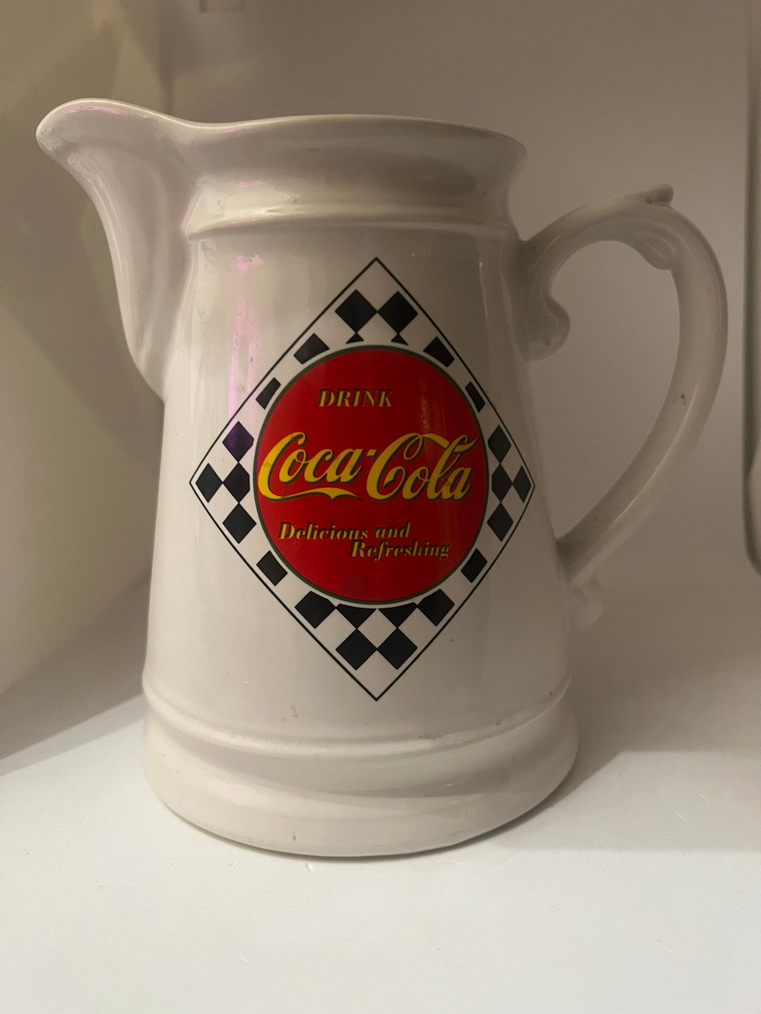 Vintage 1995 Ceramic Coca Cola Pitcher - Etsy