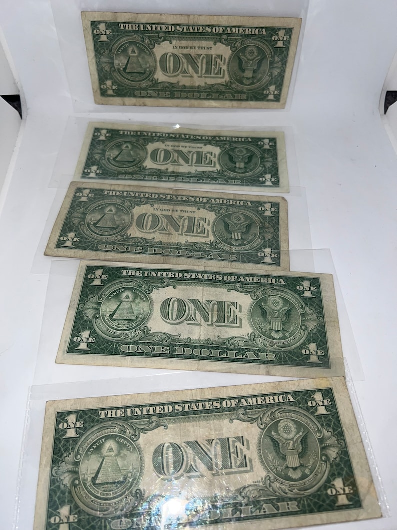 Vintage Set of 5 Dollar Bills Blue Sealed - Etsy