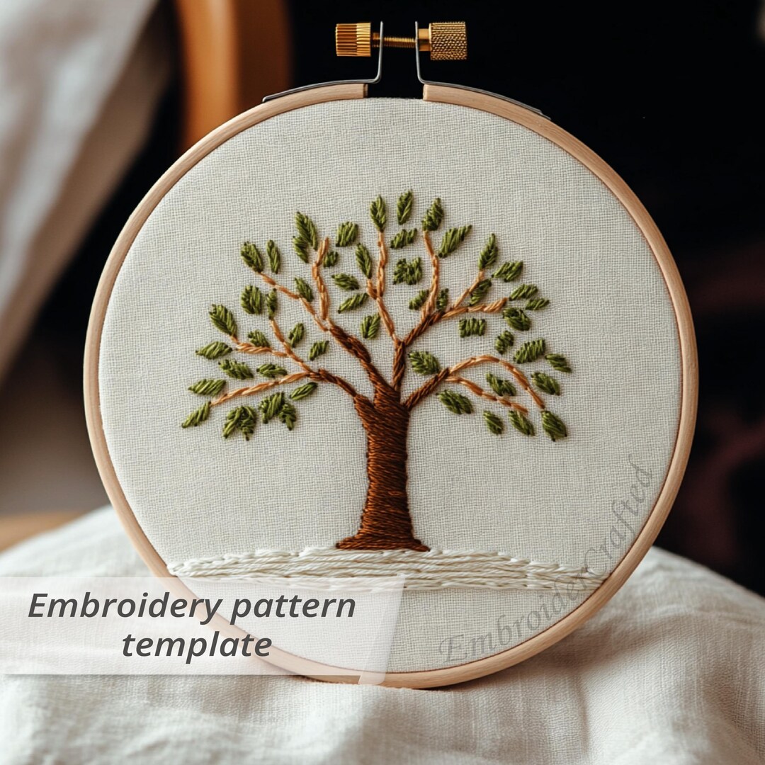 Tree Embroidery Designs. Tree Embroidery Pattern Tamplate for Handmade ...