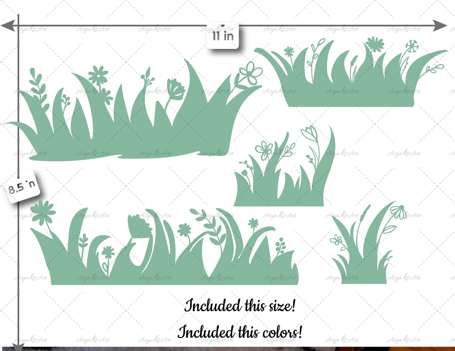 SVG Easter Grass Silhouette Flowers SVG for Cricut / Grass Cut File ...