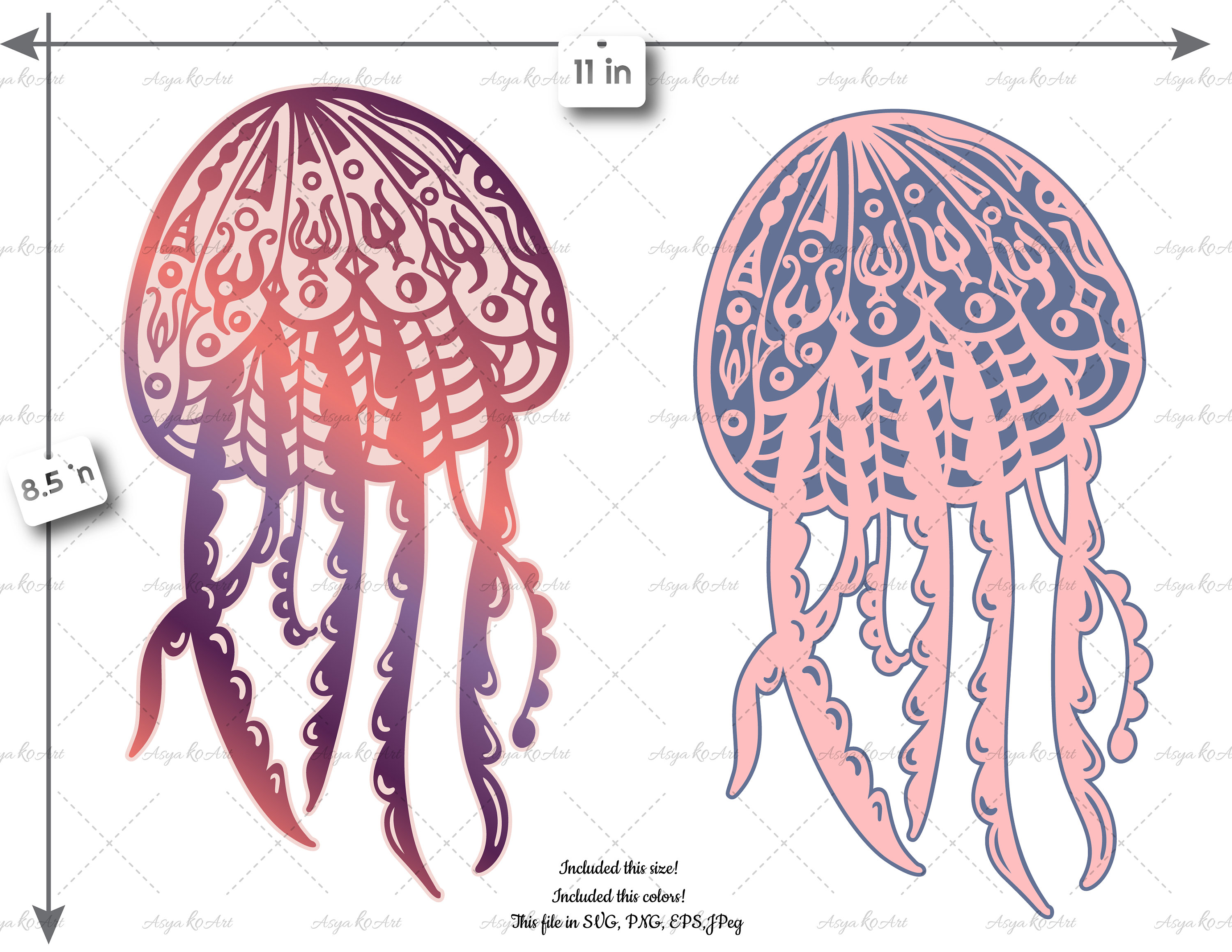 Qualle SVG Silhouette Qualle Kunst / PNG-Datei Qualle Pflanze / Home ...