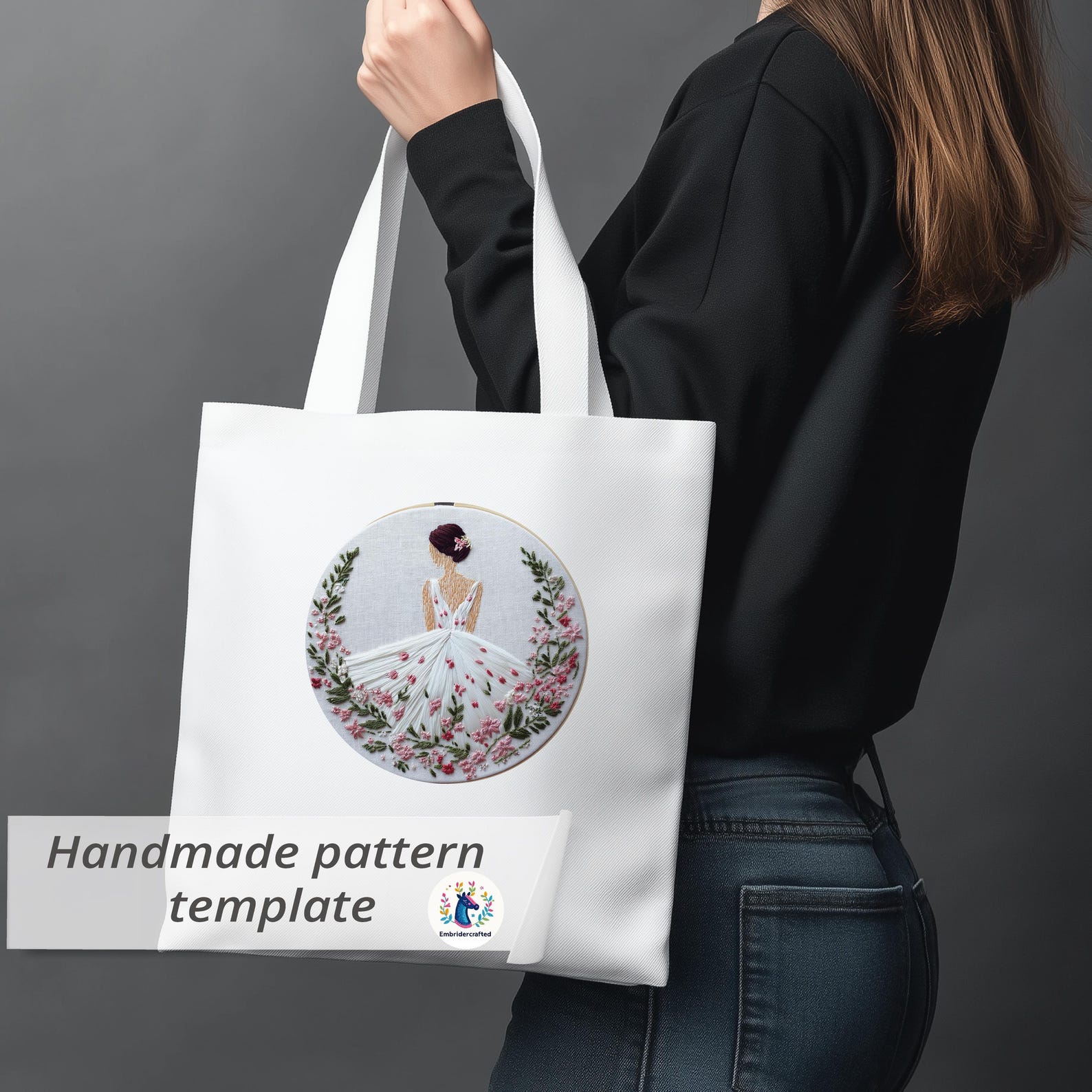 Elegant Ballerina Embroidery Pattern Design PDF | Hand Embroidery Hoop ...