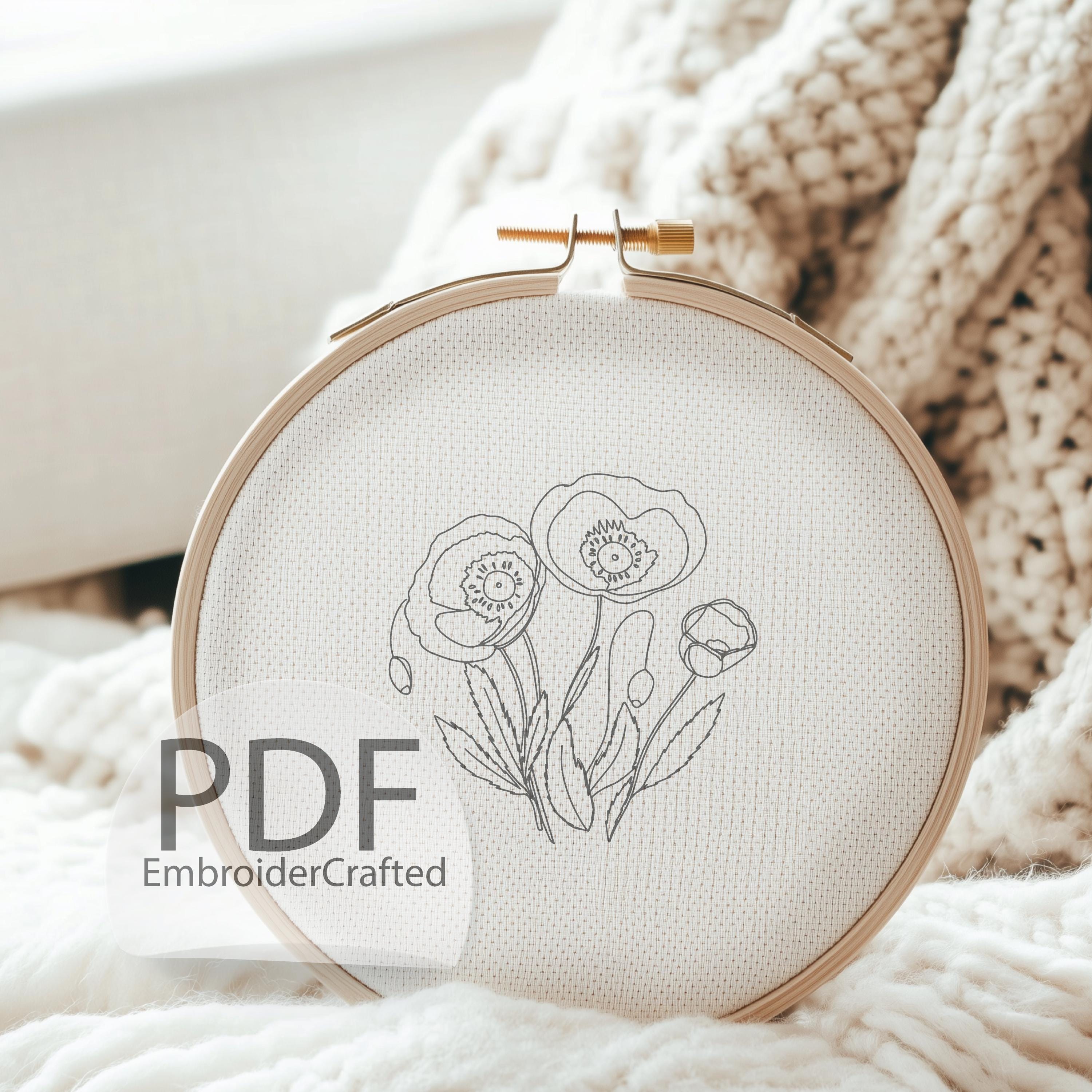 Red Poppy Embroidery Pattern Designs: Floral Hoop Art (PDF Download, 6 ...