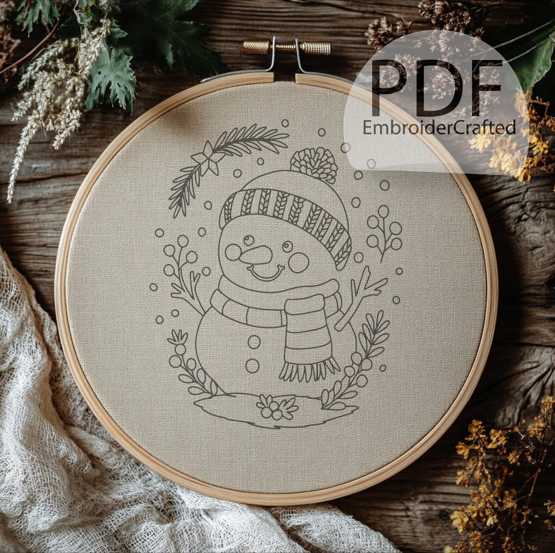 Snowman Embroidery Pattern: Winter Holiday DIY Hoop Art (PDF Download ...