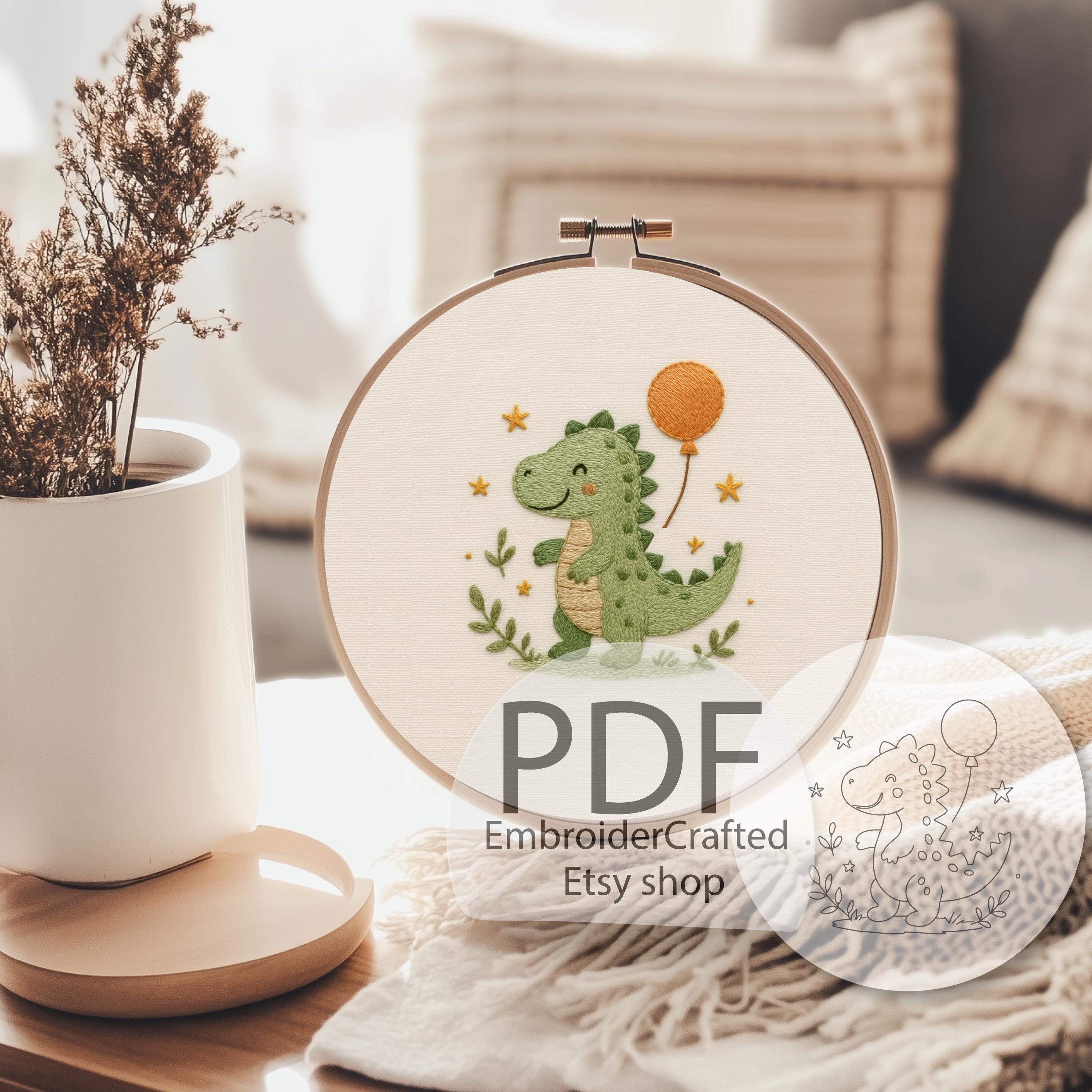 Dinosaur Embroidery Pattern: Baby Room Decor DIY Hoop Art (PDF Download ...