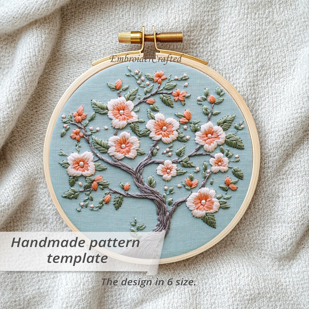 Cherry Blossom Tree Embroidery Pattern: Floral Spring Decor (PDF ...