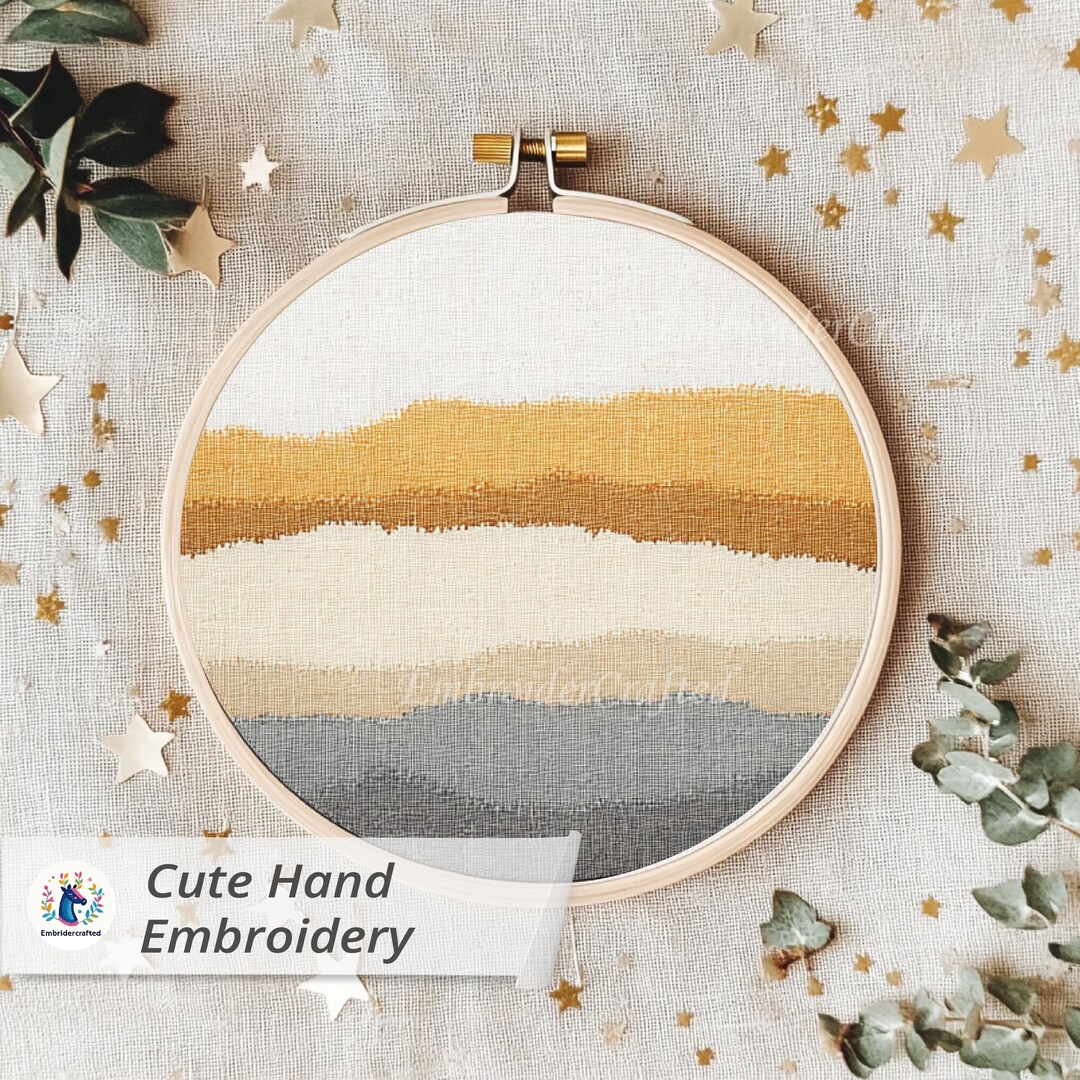 Abstract Landscape Embroidery Pattern: Earth Tone Boho Decor (PDF ...