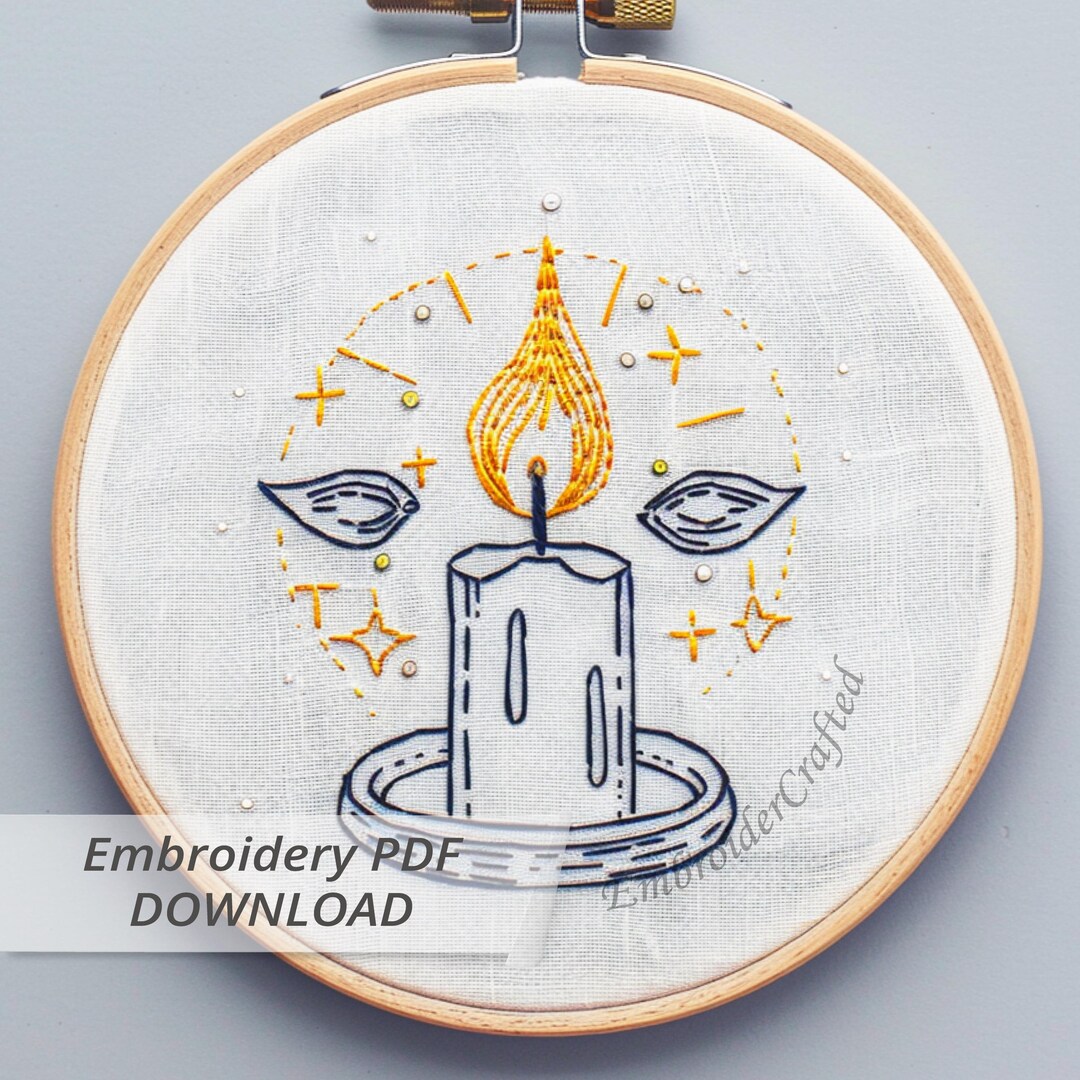 Embroidery Candle Flame Design Pattern – Spiritual PDF Hand Home Decor ...