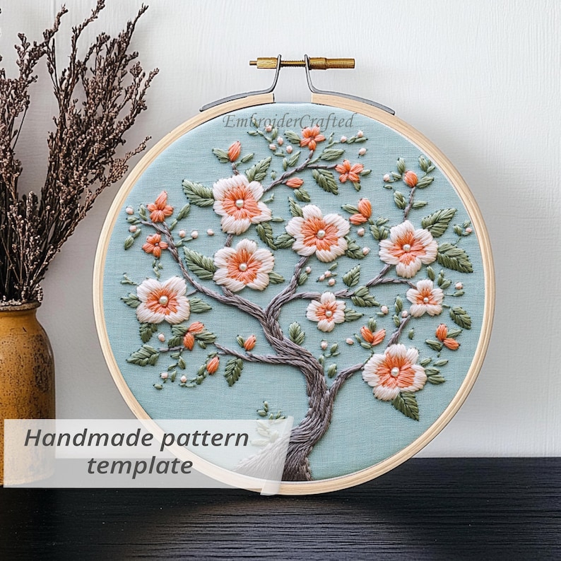 Cherry Blossom Tree Embroidery Pattern: Floral Spring Decor (PDF ...