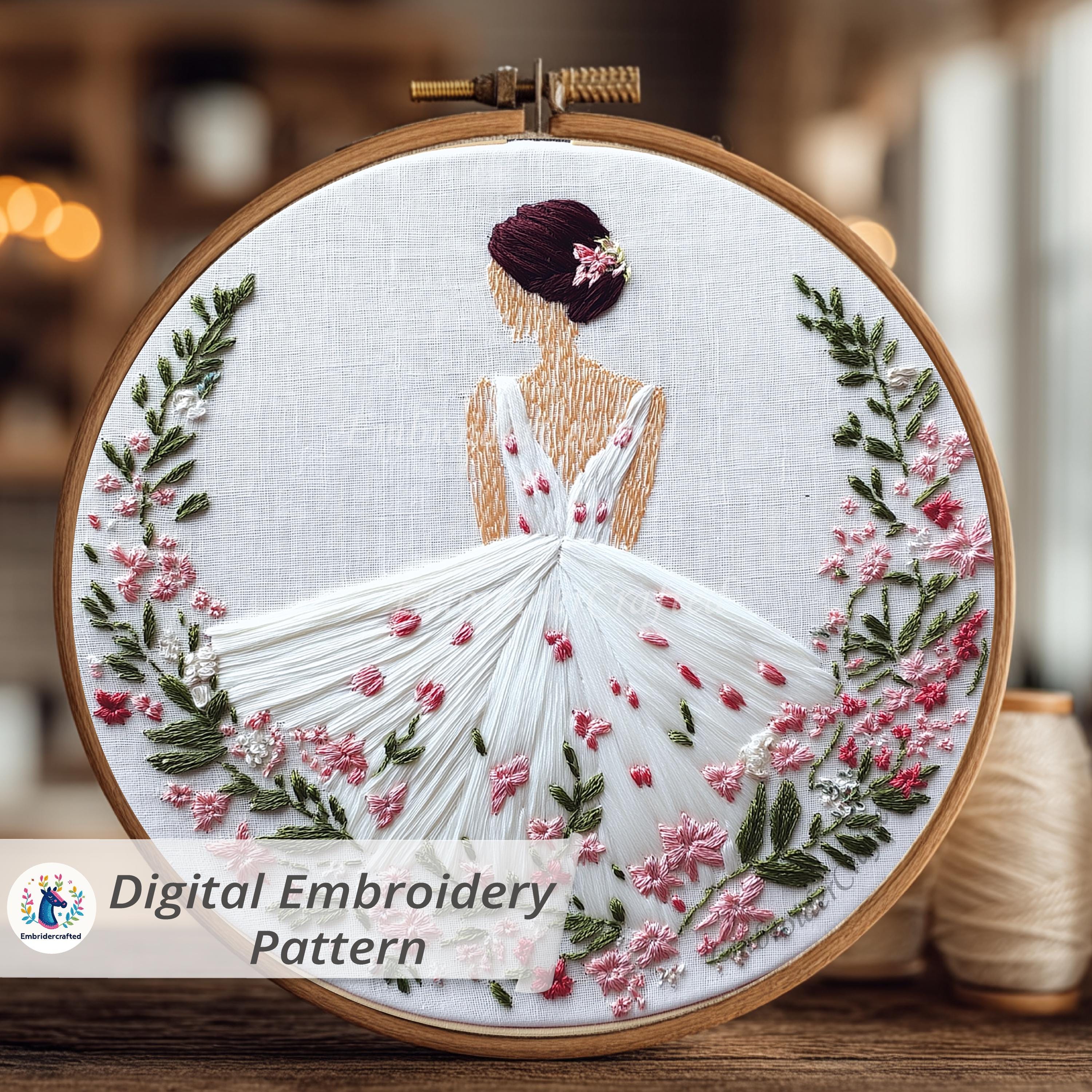 Elegant Ballerina Embroidery Pattern Design PDF | Hand Embroidery Hoop ...