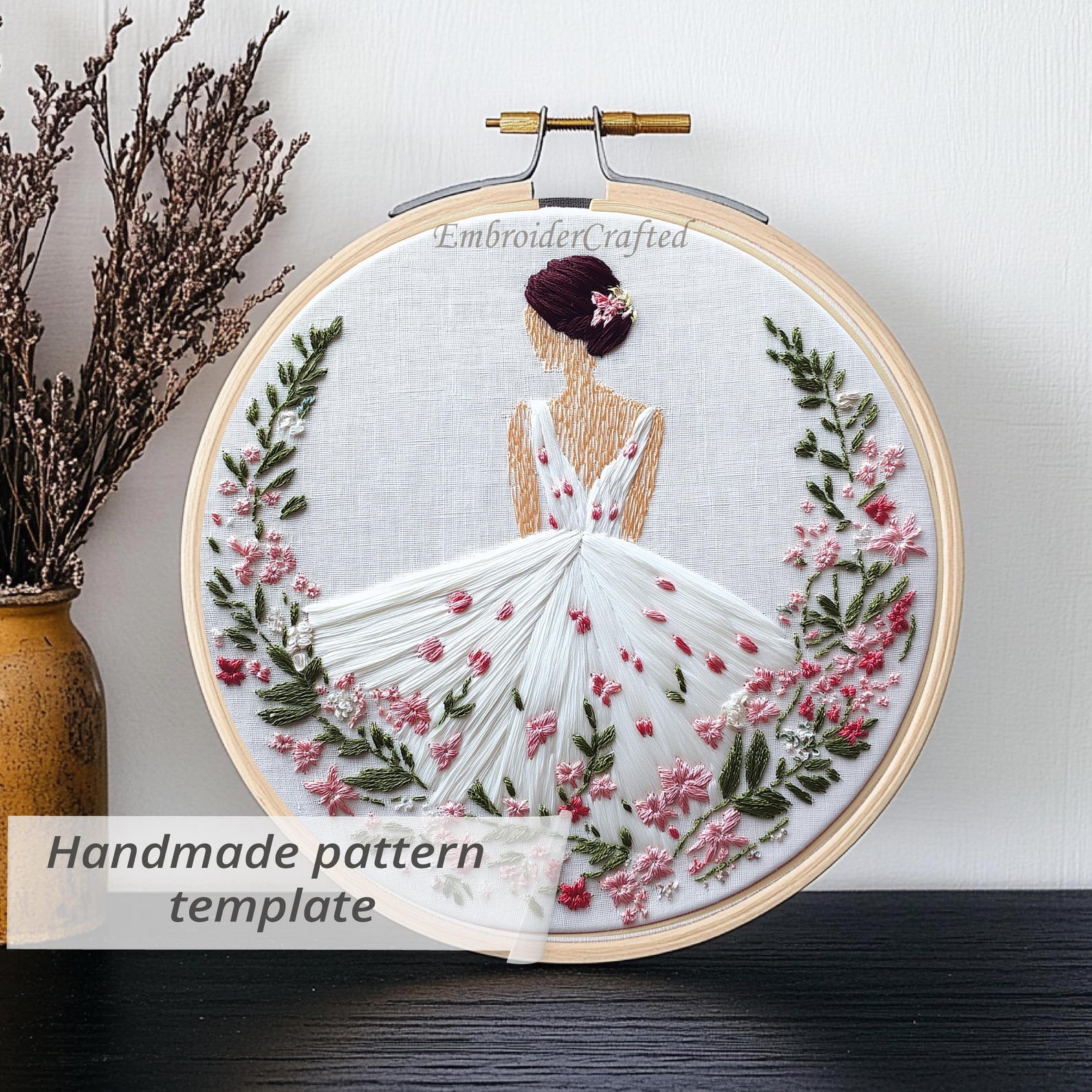 Elegant Ballerina Embroidery Pattern Design PDF | Hand Embroidery Hoop ...